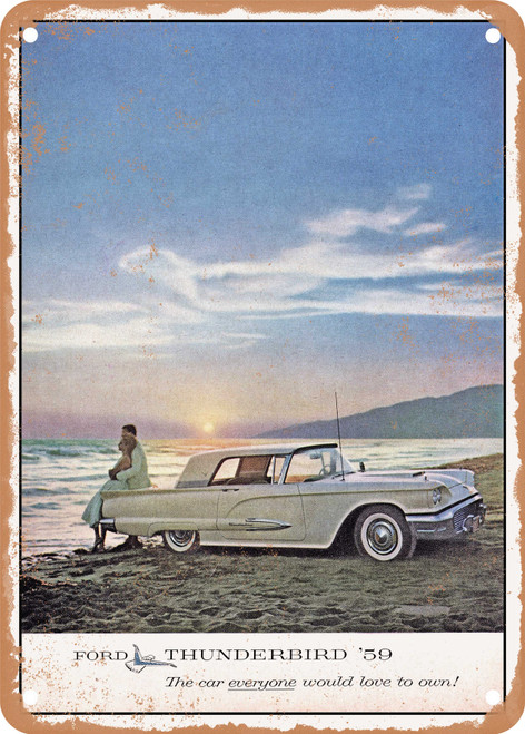 1959 Ford Thunderbird Hardtop 2 Vintage Ad Metal Sign