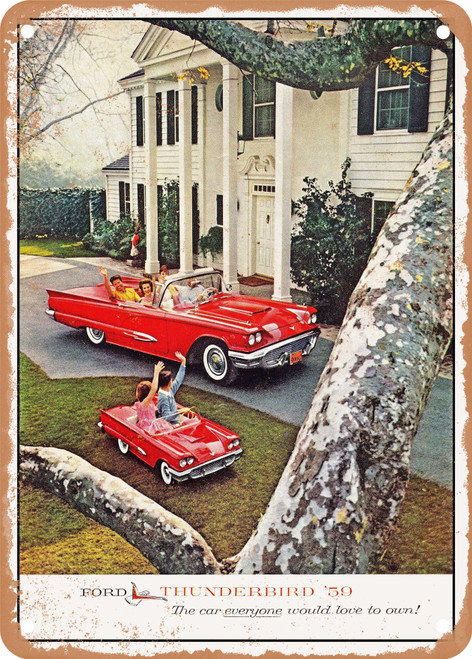 1959 Ford Thunderbird 2 Sizes Vintage Ad Metal Sign
