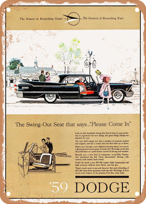 1959 Dodge Custom Royal Lancer 4 Door Vintage Ad Metal Sign