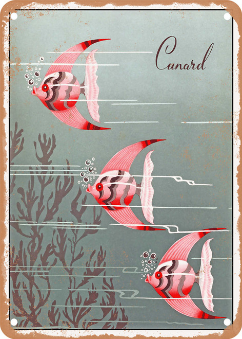 1958 Cunard Vintage Ad Metal Sign