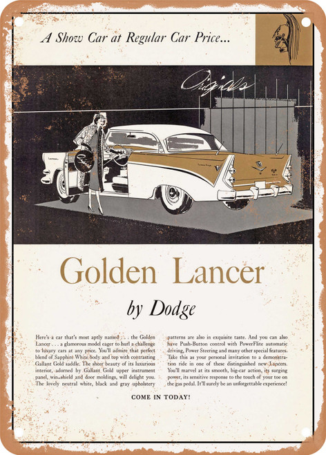 1956 Dodge Golden Lancer Vintage Ad Metal Sign