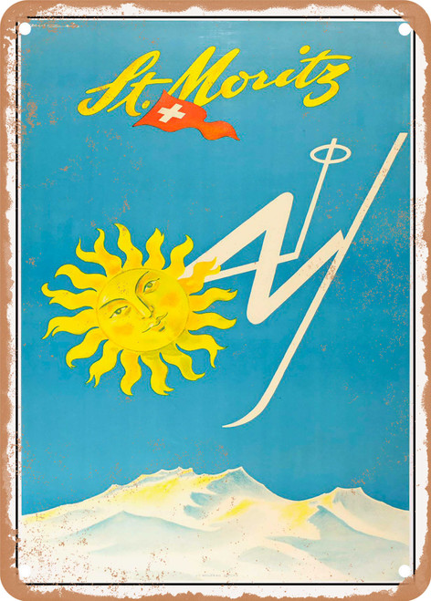1955 St. Moritz Vintage Ad Metal Sign