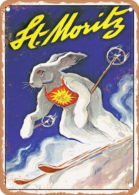 1955 St. Moritz 3 Vintage Ad Metal Sign