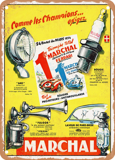 1955 Like the Champions. Demand Marchal Vintage Ad Metal Sign