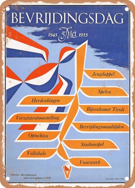 1955 Liberation Day 1945 5th May 1955 Vintage Ad Metal Sign