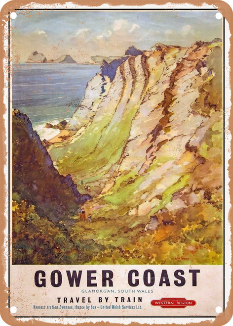1955 Gower Coast British Railways Vintage Ad Metal Sign
