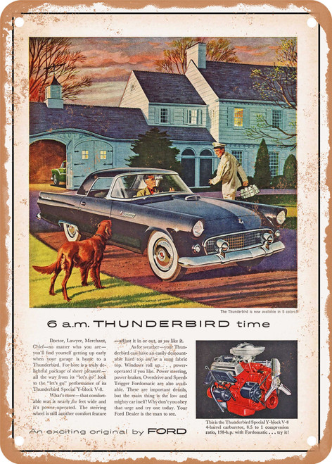 1955 Ford Thunderbird Ad Vintage Ad Metal Sign