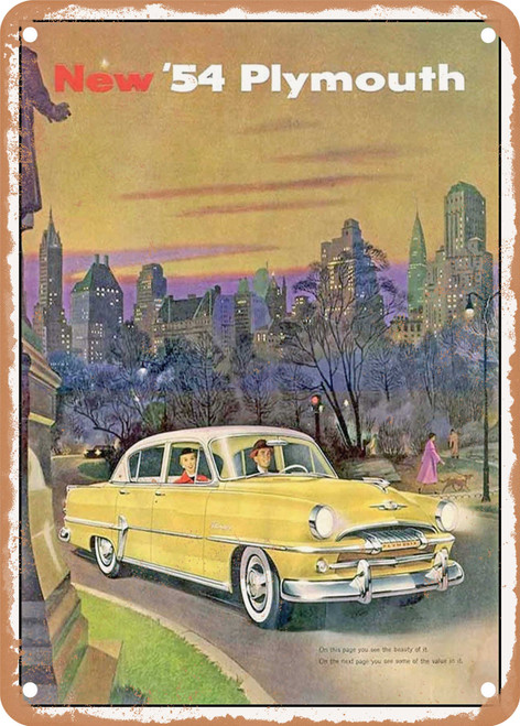1954 Plymouth Sedan Vintage Ad Metal Sign