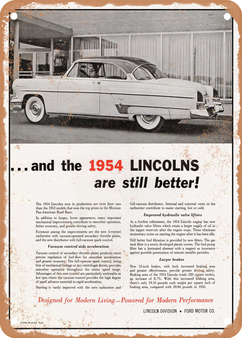1954 Lincoln Capri Coupe Vintage Ad Metal Sign