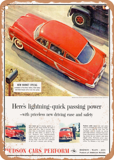 1954 Hudson Hornet Special Four Door Sedan Vintage Ad Metal Sign