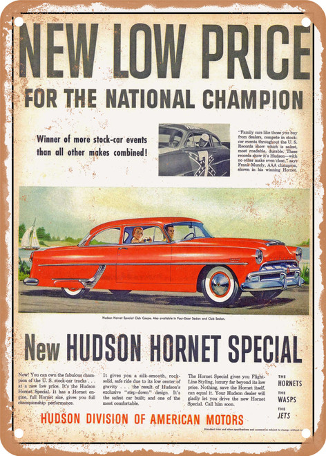 1954 Hudson Hornet Special Club Coupe Vintage Ad Metal Sign