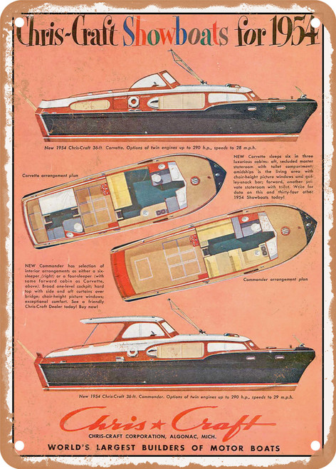 1954 Chris Craft Showboards for 1954 Vintage Ad Metal Sign