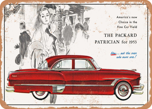 1953 Packard Patrician Vintage Ad - 14x10 Metal Sign - Retro Rusty Look