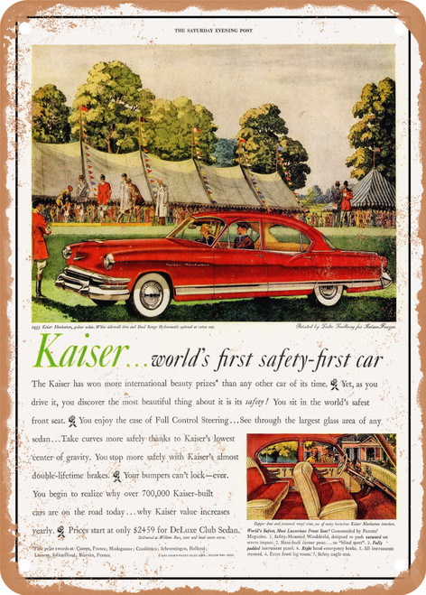 1953 Kaiser Manhattan 4 Door Sedan 2 Vintage Ad Metal Sign