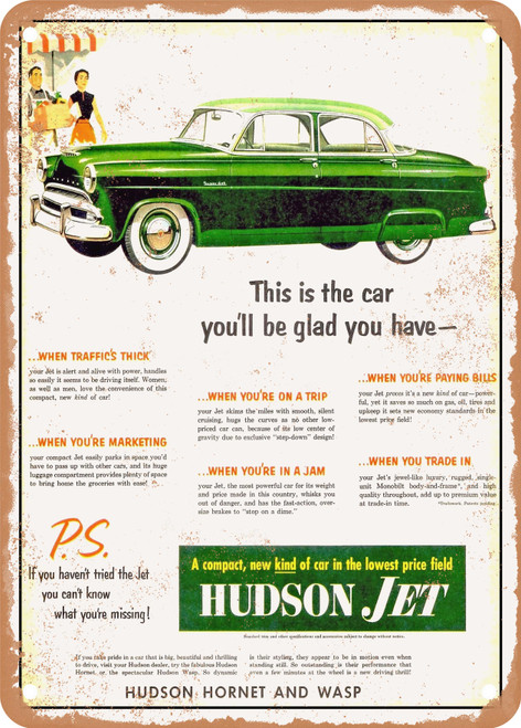 1953 Hudson Jet 3 Vintage Ad Metal Sign