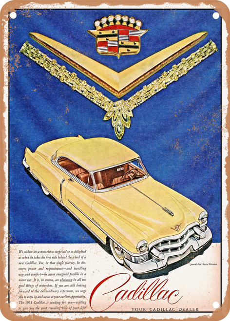 1953 Cadillac Coupe de Ville 2 Vintage Ad Metal Sign