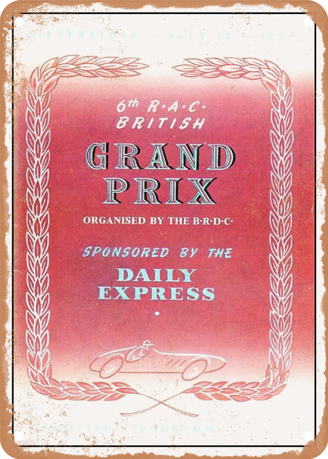 1953 6th RAC British Grand Prix Vintage Ad Metal Sign