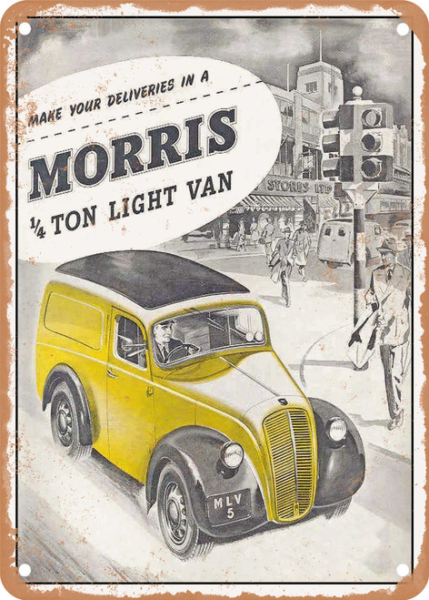 1952 Morris Quarter Ton Van Vintage Ad Metal Sign