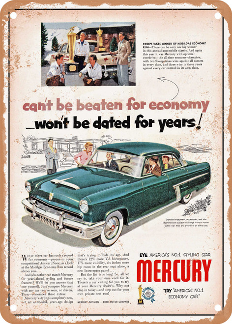 1952 Mercury Monterey Special Custom 4 Door Sedan Vintage Ad Metal Sign