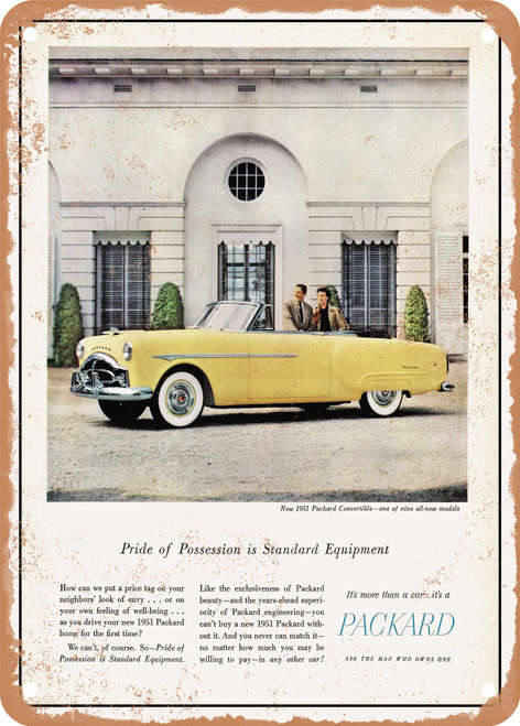 1951 Packard Convertible 2 Vintage Ad Metal Sign