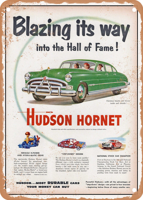 1951 Hudson Hornet Sedan 2 Vintage Ad Metal Sign