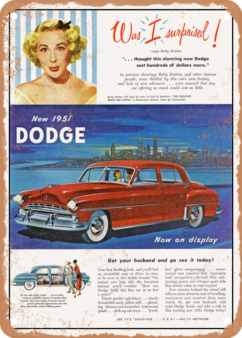 1951 Dodge Coronet 4 Door Sedan 2 Vintage Ad Metal Sign