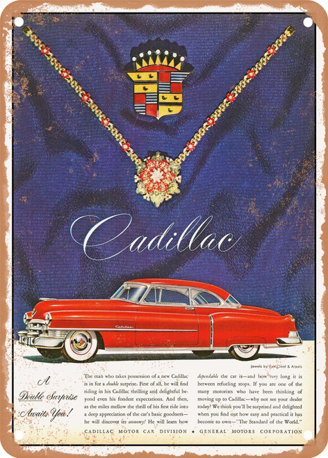1950 Cadillac Series 62 Coupe de Ville Vintage Ad Metal Sign