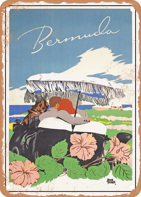 1950 Bermuda Vintage Ad Metal Sign