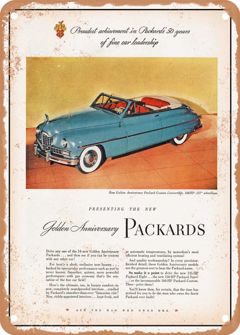 1949 Packard Custom Convertible Ad Vintage Ad Metal Sign