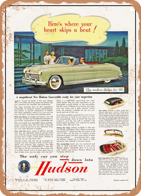 1949 Hudson Convertible 2 Vintage Ad Metal Sign