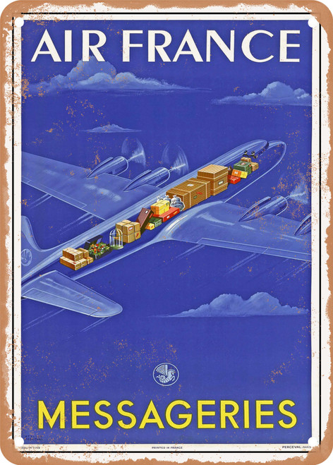 1949 French Airline Messageries Vintage Ad Metal Sign