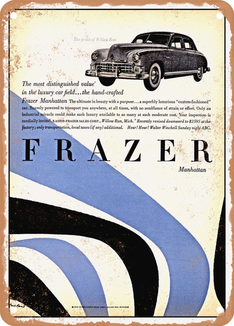 1949 Frazer Manhattan 2 Vintage Ad Metal Sign