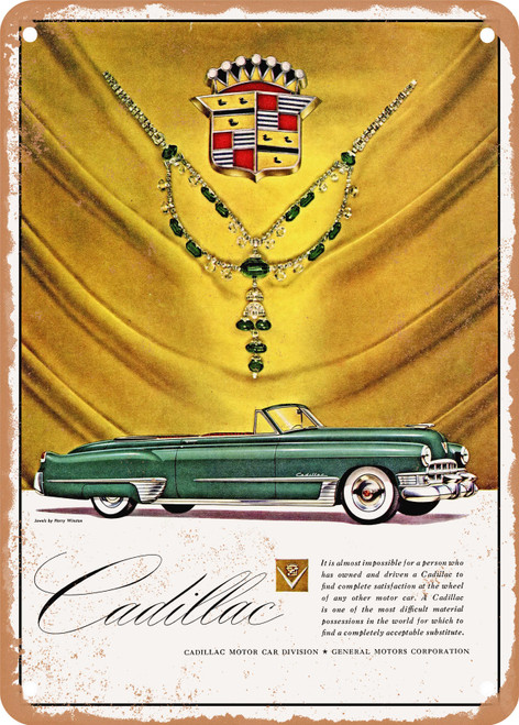 1949 Cadillac Series 62 Convertible Coupe Vintage Ad Metal Sign
