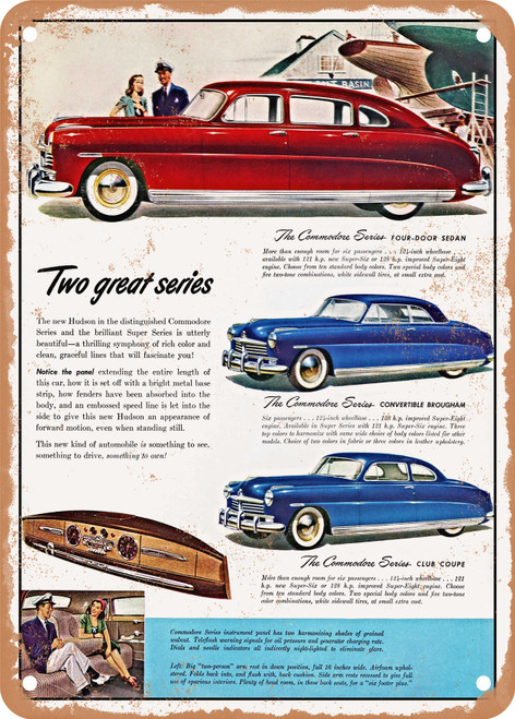 1948 Hudson Commodore Series Vintage Ad Metal Sign