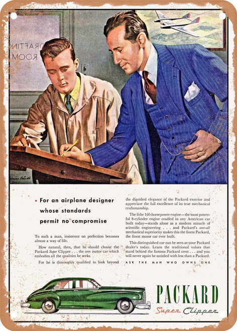 1947 Packard Super Clipper 3 Vintage Ad Metal Sign