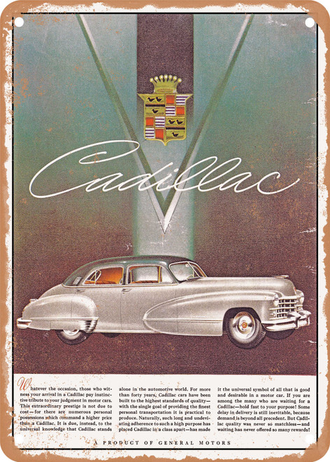 1947 Cadillac Vintage Ad Metal Sign
