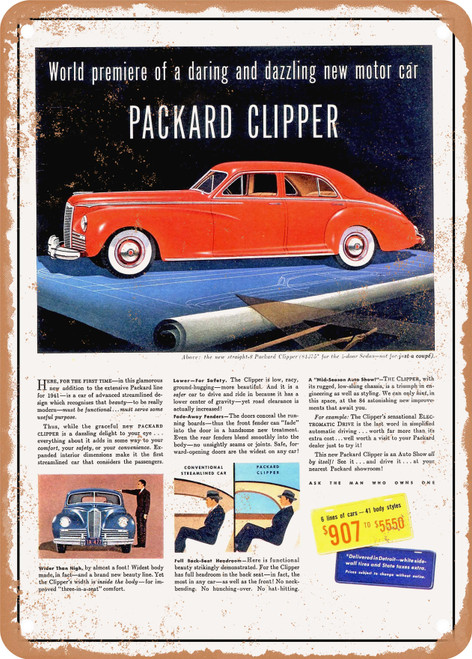 1941 Packard Clipper 4 Vintage Ad Metal Sign