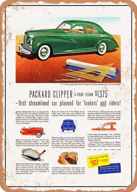 1941 Packard Clipper 2 Vintage Ad Metal Sign