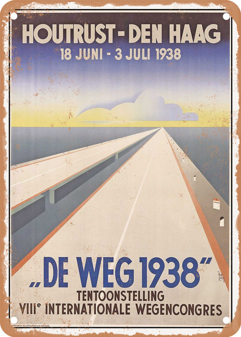 1938 Houtrust The Hague the Weigh 1938 Vintage Ad Metal Sign