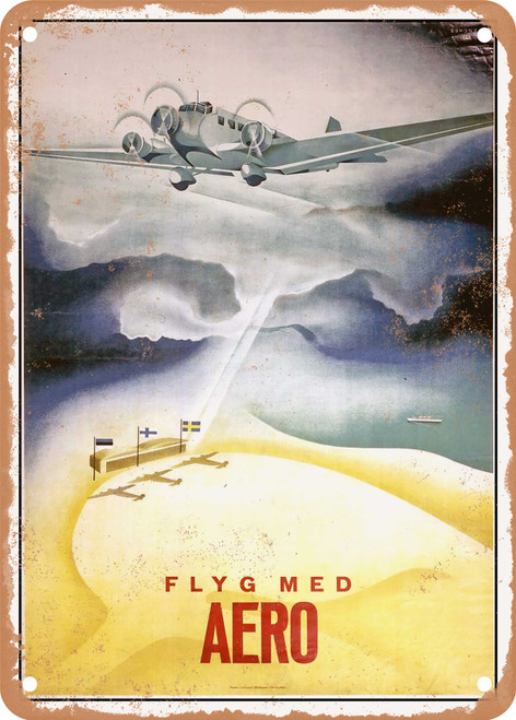 1937 Flight with Aero Vintage Ad Metal Sign