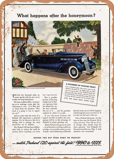 1936 Packard 120 Convertible Coupe Vintage Ad Metal Sign