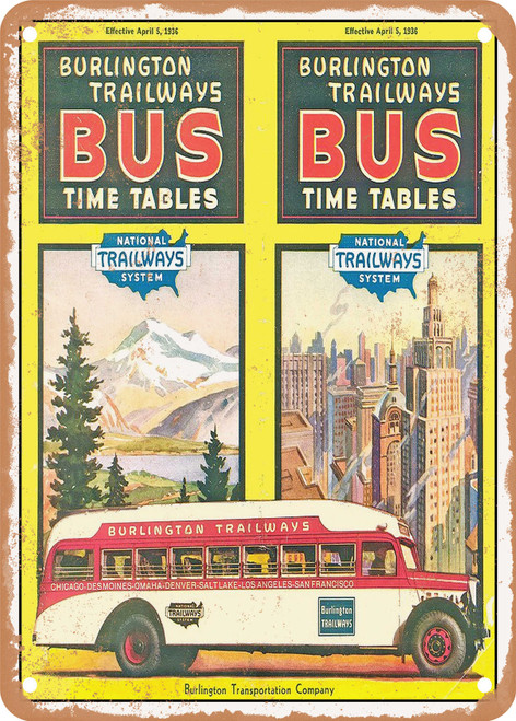 1936 Burlington Trailways Bus Time Tables National Trailways System ...
