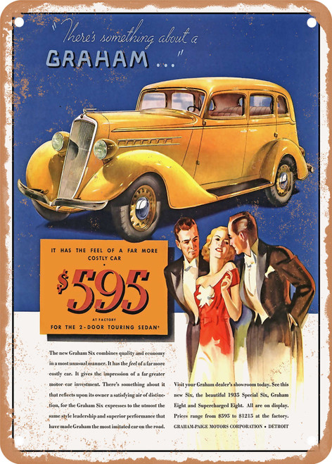 1935 Graham There's Something About a Graham. Vintage Ad Metal Sign