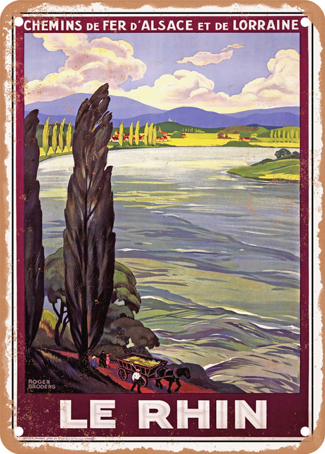 1933 Alsace and Lorraine Railways The Rhine Vintage Ad Metal Sign