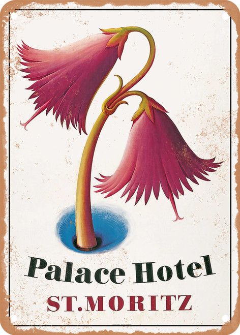 1932 Palace Hotel St. Moritz Vintage Ad Metal Sign