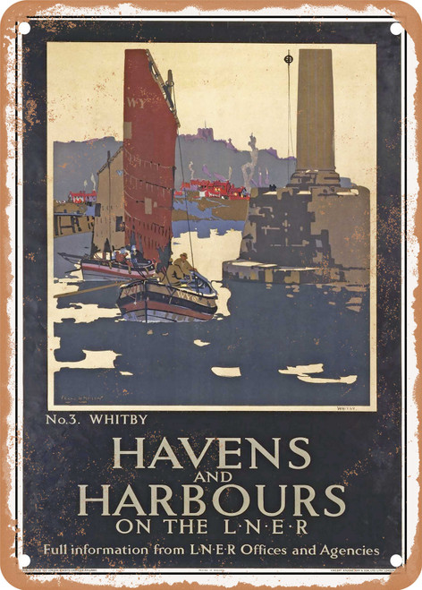1931 Havens and Harbours on the LNER No 3 Whitby Vintage Ad Metal Sign