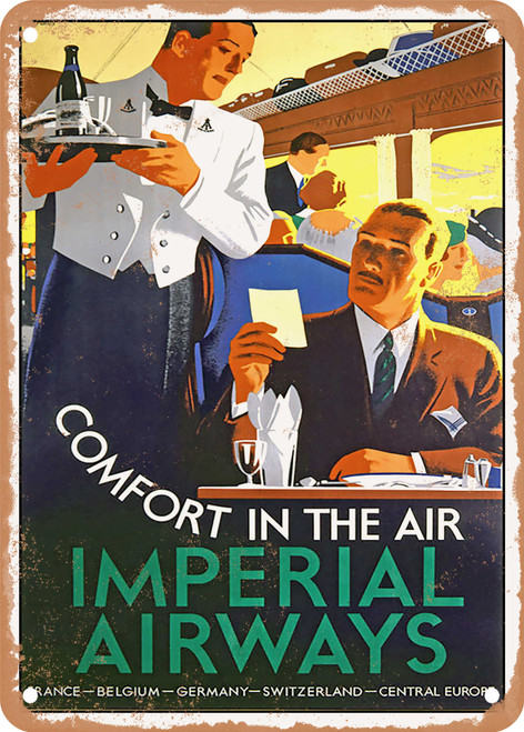 1931 Comfort in the Air Imperial Airways Vintage Ad Metal Sign