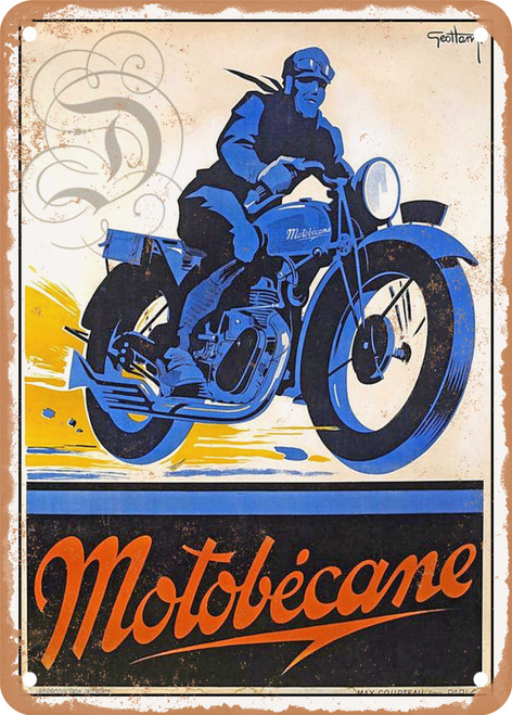 1930 Motobecane Vintage Ad Metal Sign