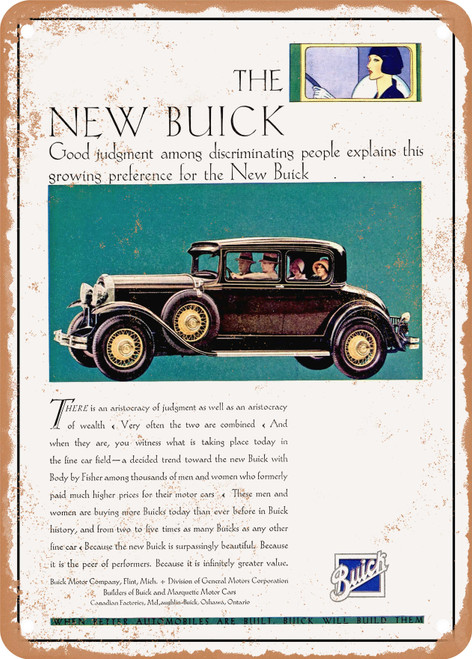 1930 Buick 4 Passenger Coupe Vintage Ad Metal Sign