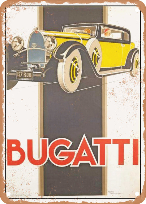 1930 Bugatti Vintage Ad Metal Sign